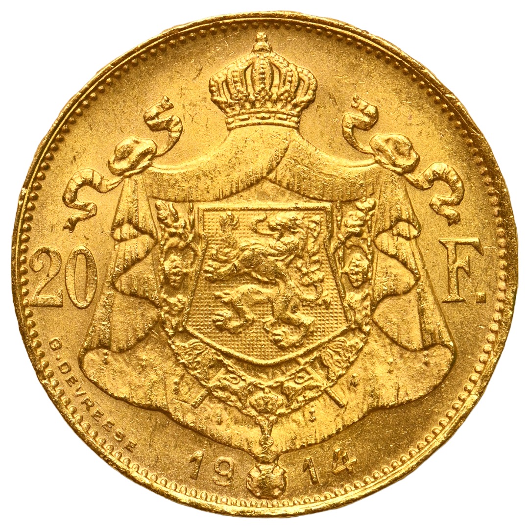 Moneda de aur 20 Francs 1914 Albert I Belgia - Claudius Gold Coins ...